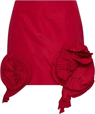 Blumarine Courte jupe en taffetas orn&eacute;e de roses 3D - Femme - Jupes - Rouge - Taille: 38 FR