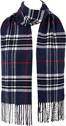 Hat To Socks Écharpe dHiver Classique à Carreaux Super Douc Chaude et Élégante pour les Femmes et les Hommes (Bleu marine)