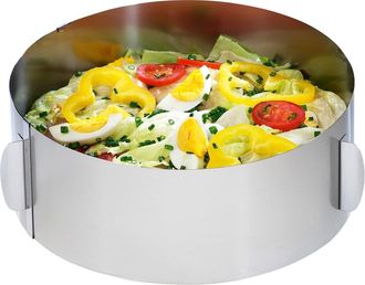 GEFU Tortenring TONDO XXL - Verstellbarer Backrahmen aus Edelstahl | &Oslash; 16-32 cm | Hitzebest&auml;ndig bis 300&deg;C | Mit Griffen & Skalierung | H&ouml;he 10cm