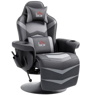 HOMCOM Relaxsessel Elektrisch Fernsehsessel Massagesessel mit Liegefunktion Massage 360&deg; Drehbarer TV Sessel mit Fernbedienung, Becherhalter Seitentasche, f&uuml;