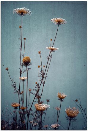 Wallario Outdoor-Poster f&uuml;r Garten oder Balkon Filigrane Wildblumen, Motivbanner Gr&ouml;&szlig;e: ca. 60 x 90 cm, Outdoor-Bild