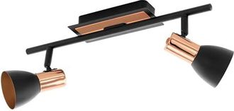 Eglo LED Deckenleuchte Barnham, 2 flammige Deckenlampe, Deckenstrahler aus Metall, Wohnzimmerlampe in Schwarz und Kupfer, Flurlampe, Spots inkl. GU10 Leuch
