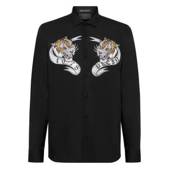 Philipp Plein Slim Fit Tattoo Shirt - - Shirts - Herren - Schwarzk - L
