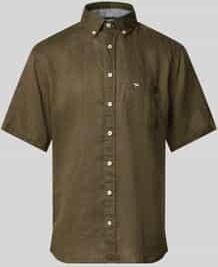 Fynch-Hatton Regular Fit Leinenhemd mit Button-Down-Kragen
