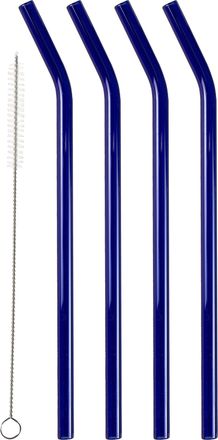 Lyngby Glas Strohhalm mit Knick, Trinkhalm, 21,5 cm, 4 Stck., Blau