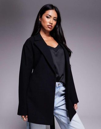 Forever New Eleganter Wickelmantel in Schwarz