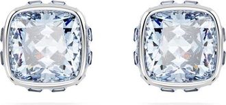 Swarovski Clous doreilles Birthstone, Taille Carré, Mars, Bleues, Métal rhodié