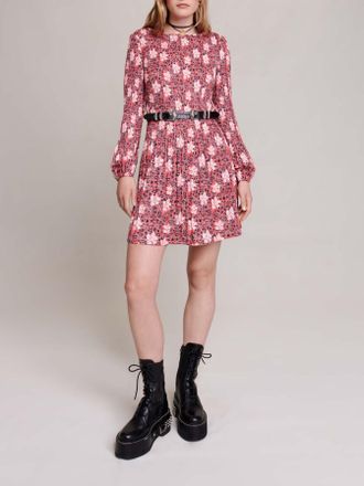 Maje Kurzes Blumenkleid - Imprime Fleurs Rouge - Gr&ouml;&szlig;e 40 - Maje