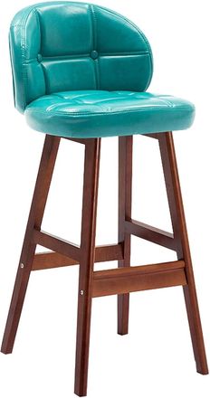 Generic Tresenhocker, Vintage-Barhocker mit PU-Lederpolsterung und Holzbeinen, R&uuml;ckenlehnenhocker f&uuml;r K&uuml;chentheke, Esszimmer