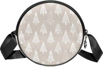 Generic Circle Sac &agrave; bandouli&egrave;re pour femme, petit sac &agrave; bandouli&egrave;re marron clair, motif sapin de No&euml;l, sac &agrave; dos avec fermeture &eacute;clair, bretelles r&eacute;glables, 