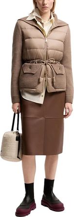 Moncler Wool-Cashmere Blend Down-Padded Cardigan - Beige