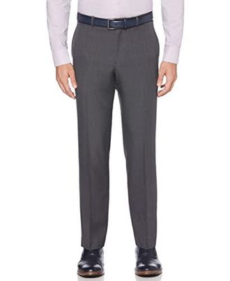 Perry Ellis Mens Portfolio Plaid Modern Fit Performance Pant, Charcoal Plaid, 40x32