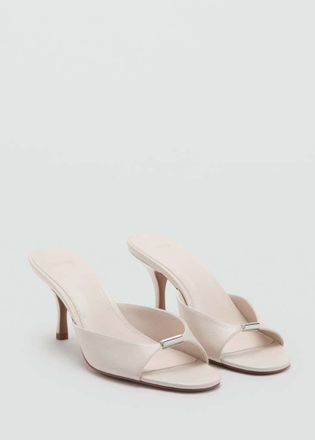 Mango Sandalette mit Metallic-Detail ecru - Damen - 42 - MANGO