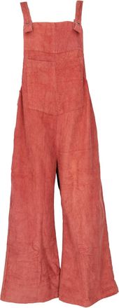 Guru Shop Oversize Latzhose, Japan Style, Boho Hose, Cordhose - Rostorange, Damen, Baumwolle