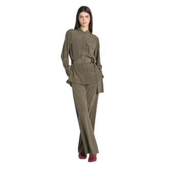 Joseph Femme, Blouses et Chemises, Vert, Taille: 34 FR Chemise en soie avec poches et ceinture