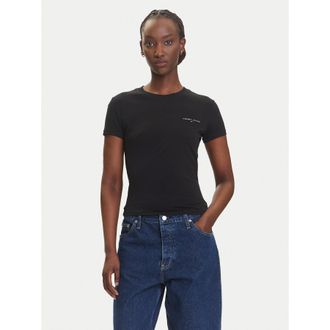 Tommy Jeans T-Shirt Linear DW0DW21164 Schwarz Slim Fit