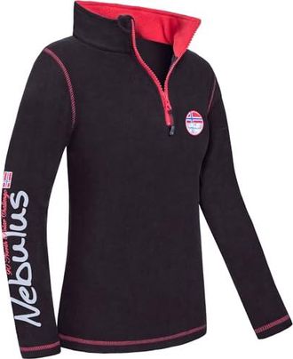 Nebulus Brent Pull en polaire chaud pour femme avec demi-fermeture éclair, noir/rouge, L