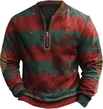 Generic Sweats à capuche à manches longues pour homme - Style décontracté - Imprimé en 3D - Fermeture éclair - Manches longues, Rouge, XXL