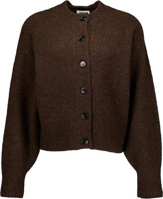 Zenggi Lamb Silk Round Neck Cardi - - Knitwear - Damen - Braun - S