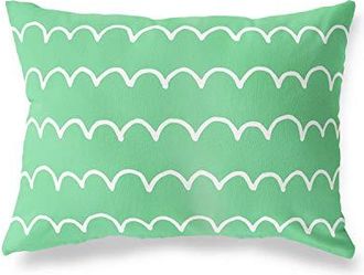 Bonamaison Le Jardin du Lin Kissenbezug Zierkissenbezug Petrol Grün-Weiß Kissenbezug, Für Bett, Auto, Sofa, Haus, Wohnzimmer, Schlafzimmer, Dekoration, 45x60 Cm 