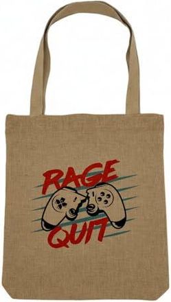 Fabulous Sac Shopping Tote Bag Aspect Lin - Rage Quit Jeux Vid&eacute;o Retro Gaming Arcade - Sac de Courses Toile Epaisse 360g Beige Naturel Cabas Port&eacute; Epaule Solid