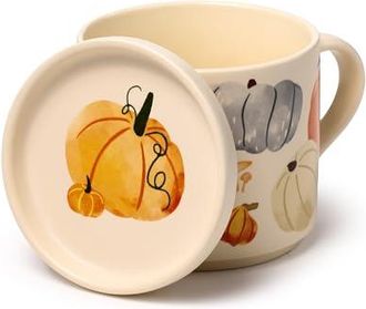 Puckator 2-in-1-Set Porzellantasse und Untersetzer/Deckel - Kürbis - Herbst Harvest, groß - Tee, Frühstück, Kaffee