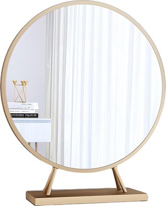 Generic Schminkspiegel, Tischspiegel mit Metallfu&szlig;, Runder Tischspiegel f&uuml;R Schlafzimmer, Badezimmer, zur Sch&ouml;Nheitspflege und Rasur(Gold,40CM)