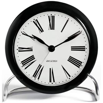 Arne Jacobsen Tischuhr Ø11 cm Roman Snoozefunktion Originaldesign, Weiss
