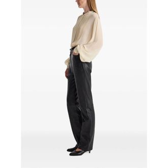 R&oacute;he Pleated Silk Shirt - Beige
