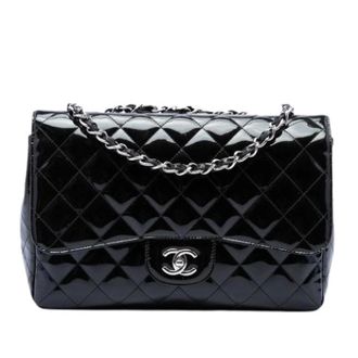 Chanel Sac bandouli&egrave;re matelass&eacute; en cuir verni doccasion - Femme - Pre-owned - Noir - Taille: ONE Size