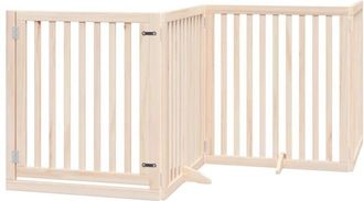 vidaXL Barrière pour chiens avec porte 4 panneaux bois de peuplier vidaXL