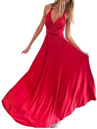 Onsoyours Femme Robe Longue de Cérémonie Chic Robe Multi-Style Sexy Taille Haute sans Manche Robe dEté Bandage de Soirée Cocktail Demoiselle dhonneur Mariage Fê