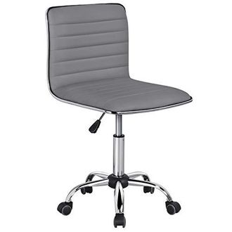 Yaheetech Chaise de Bureau sans Accoudoir Fauteuil Bureau &agrave; Hauteur R&eacute;glable Dossier Bas Assise Rembour&eacute;e pour Chambre Studio Gris