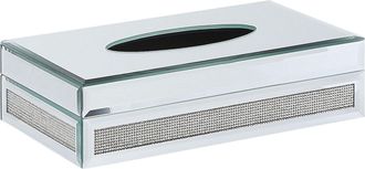 Beliani T&uuml;cherbox Taschentuchbox-Halter silbern elegant Spiegel-Optik Charly