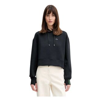 Lacoste Sweat &agrave; capuche court en coton - Femme - Sweatshirts et sweats &agrave; capuche - Noir - Taille: 42 FR