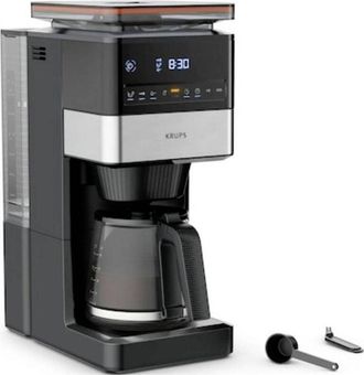 Krups Cafeti&egrave;re noir, argent Nombre de tasse=18 avec broyeur, &eacute;cran