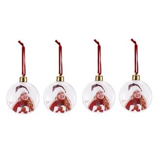 Cabilock 4 St&uuml;ck Weihnachtsbaum-Anh&auml;nger vierte Weihnachts-H&uuml;pfburgen Weihnachtskugeln mit Foto Christbaum anh&auml;nger christbaumanh&auml;nger Festival-Fotorahmen Weih