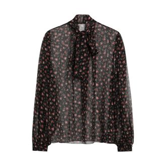 Dolce & Gabbana Chiffon-Top mit kleinem Rosenprint - - Blouses & Shirts - Damen - Mehrfarbig - XL