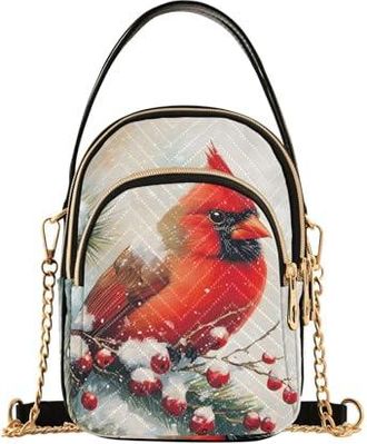 Mnsruu Sac à bandoulière pour femme - Motif cardinaux rouges - Arbre de Noël - Flocons de neige - Petit sac à bandoulière avec sangle réglable