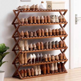 Generic Schuhregal aus Bambus, Faltbar Schuhst&auml;nder, Platzsparendes Vertikales Schuhregale for Eingangsbereich, Wohnzimmer, Schlafzimmer, Balkon, Studentenwoh