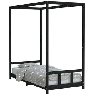 vidaXL Cadre de lit pour enfants noir 90x190 cm bois de pin massif - Vidaxl