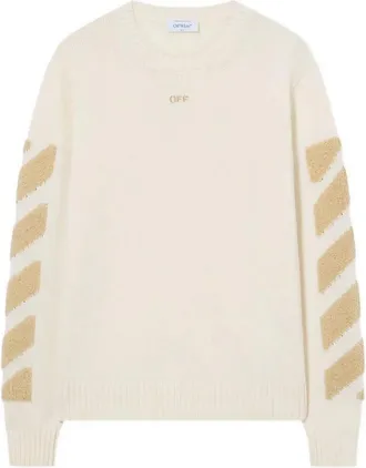Off-white Rundhalspullover - Creme