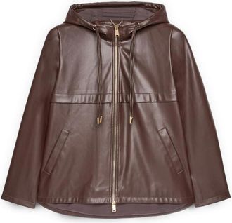 Fiorella Rubino Femme, Vestes, Brun, Taille: 54 FR Veste de motard &agrave; capuche