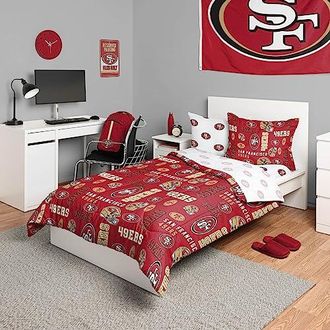 Foco SAN Francisco 49ERS Bettwäsche-Set (Bettdecke, Oberteil, Bettlaken und 2 Kissenbezüge) - Doppelbett