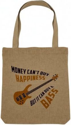 Fabulous Sac Shopping Tote Bag Aspect Lin - Bass - Money Cant Buy Happiness Music Sac de Courses Toile Epaisse 360g Beige Naturel Cabas Port&eacute; Epaule Solide Imp