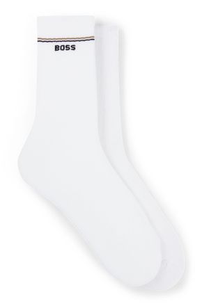 HUGO BOSS Socken BOSS 2P QS Iconic CC W, Damen, Gr. 35-38, wei&szlig; (wei&szlig; 100), Baumwollmischung, kontrastfarbene Details, unifarben, elastisch, Socken Socken, mit 