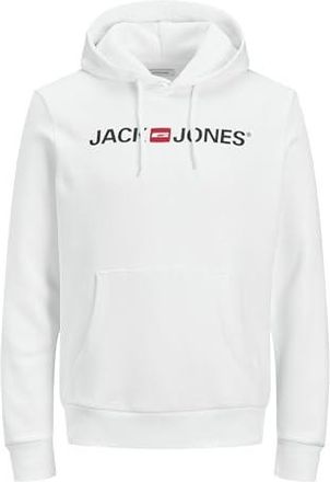 Jack & Jones Homme Jjecorp Logo Hood Noos 12137054 Sweat Shirt Capuche, Blanc, L (EU)