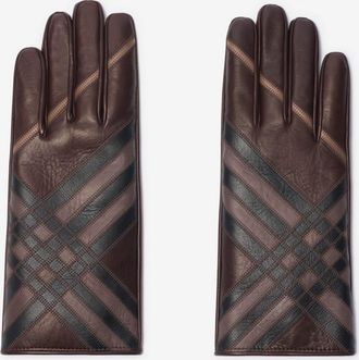Burberry Gants en cuir intarsia Check, Size: 6.5