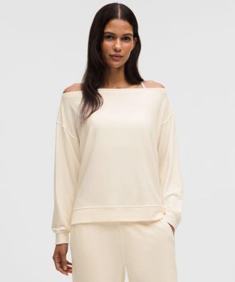 lululemon BeCalm Oversized Boatneck Long-Sleeve Shirt f&uuml;r Frauen - Gr&ouml;&szlig;e XL in Coconut Ivory