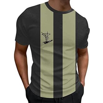 Generic Chemise ray&eacute;e pour homme Printemps et &eacute;t&eacute; Loisirs Sports Respirant Confortable Plage Vent Rayures Couleur T-shirt &agrave; manches courtes, gris, XXL